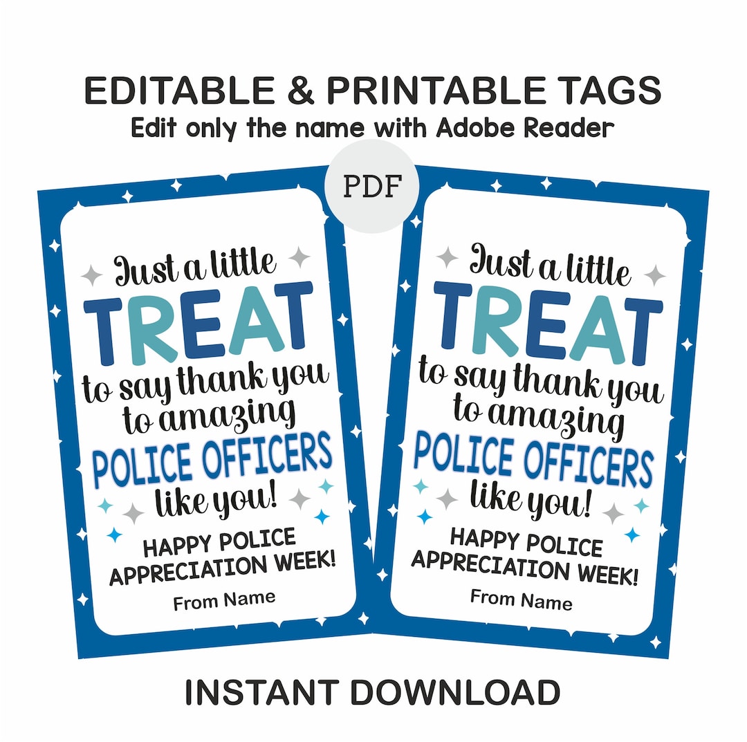 Editable Police Week Treat Tags / Police Week Candy Tags / Police Week ...