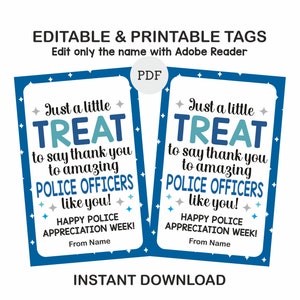 Editable Police Week Treat Tags / Police Week Candy Tags / Police Week ...