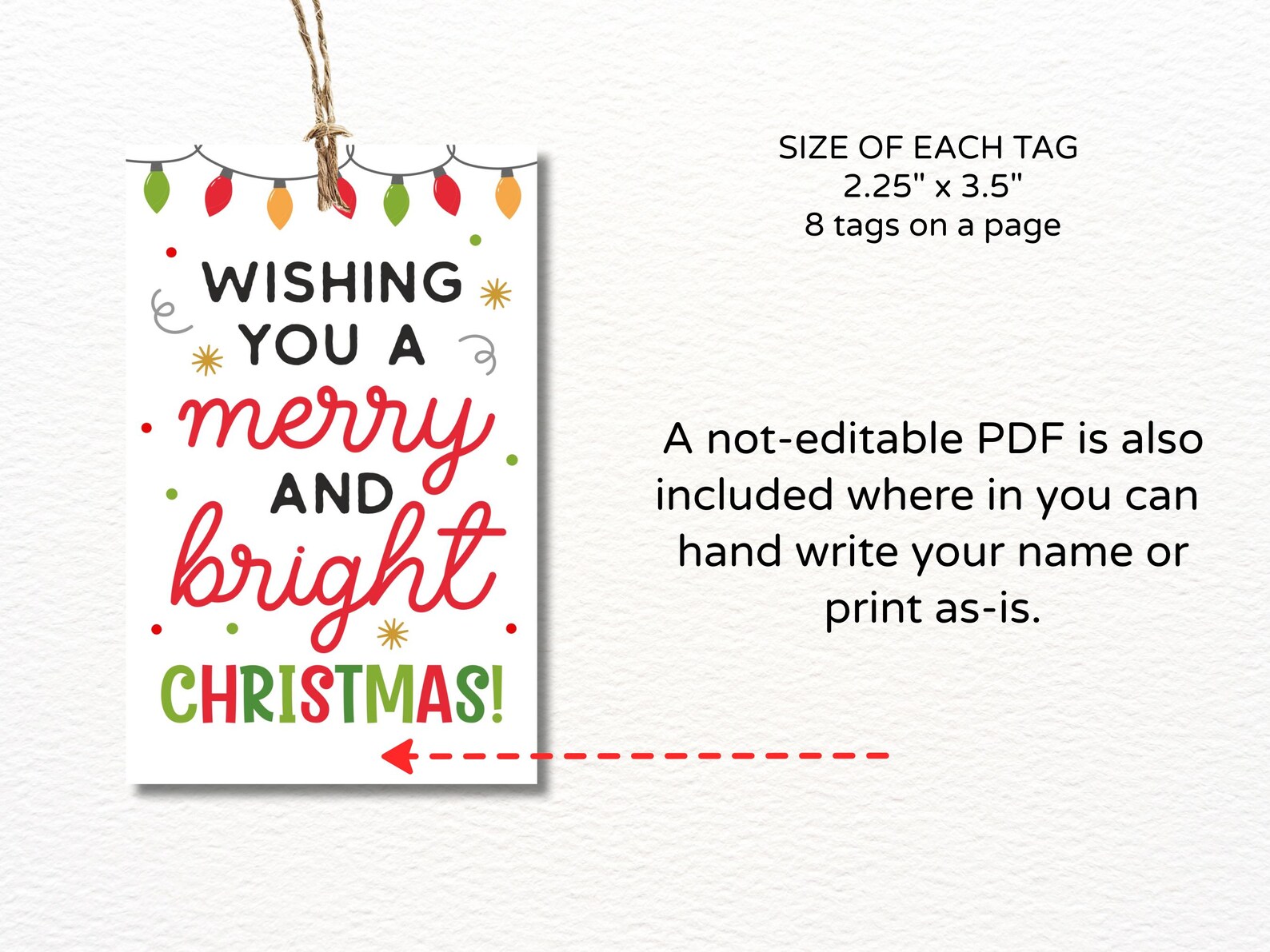 Wishing You a Merry and Bright Christmas Gift Tags Printable / Merry ...