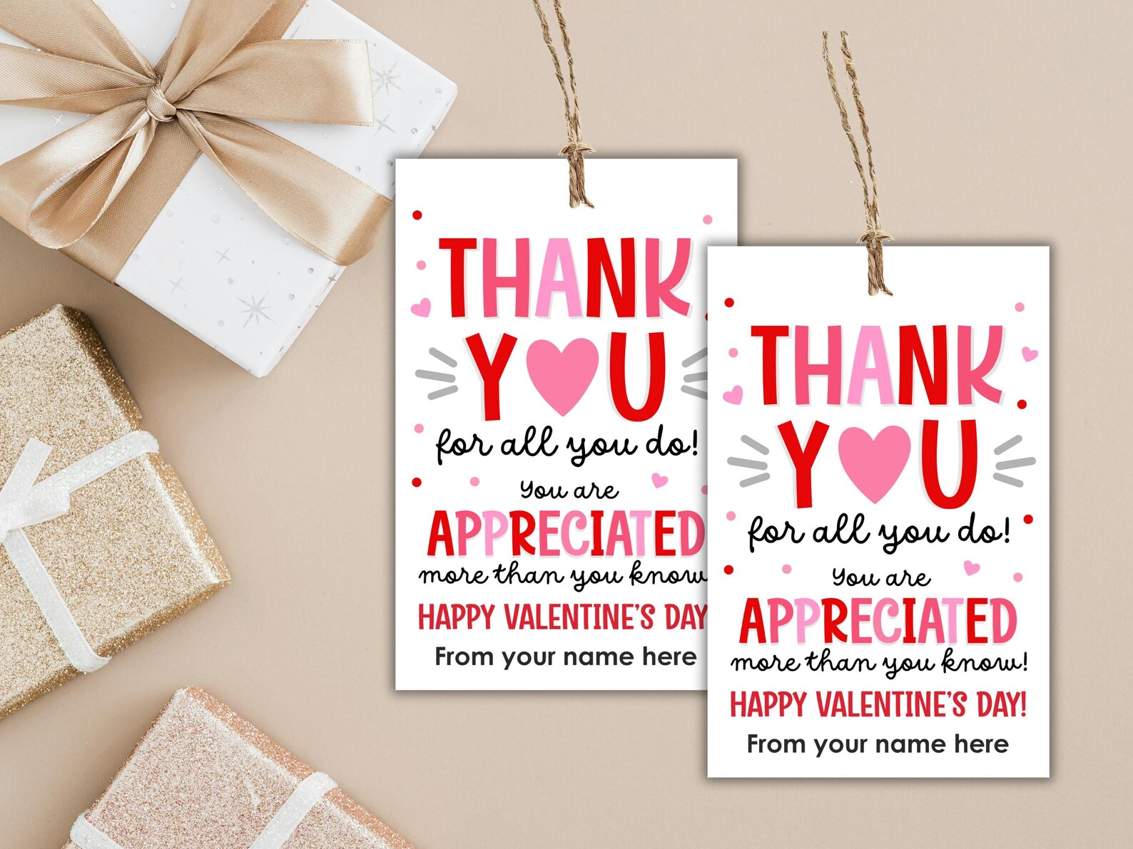 Valentine Appreciation Tags Printable / Valentine Thank You Tags ...