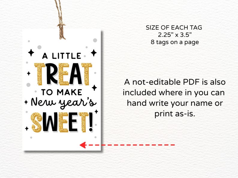 New Year Treat Tags Printable / Treat to Make New Year Sweet Tag / New ...