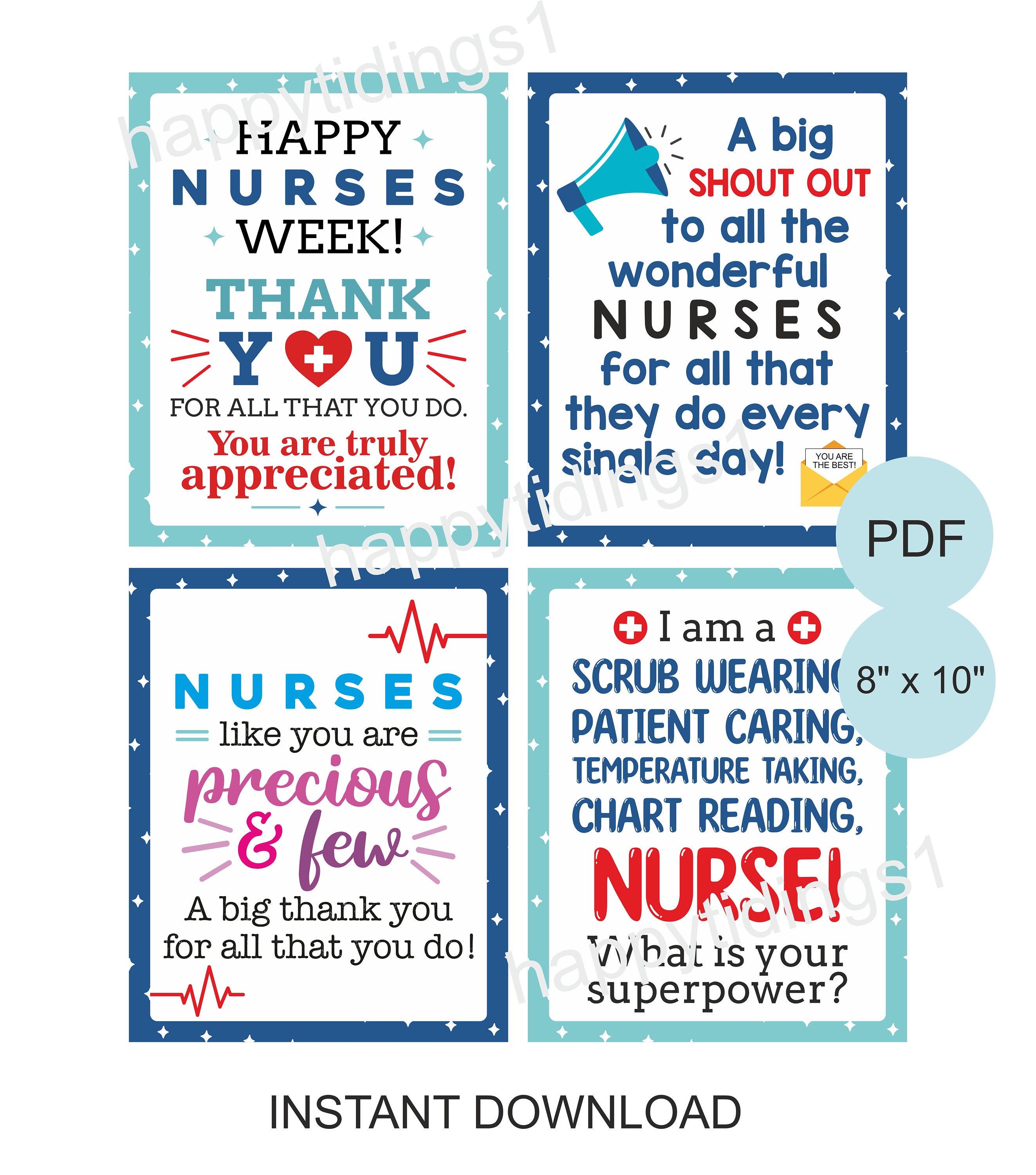 Nurses Week Signs Set of 12 Printable / Nurse Week Poster / Nurse Week ...