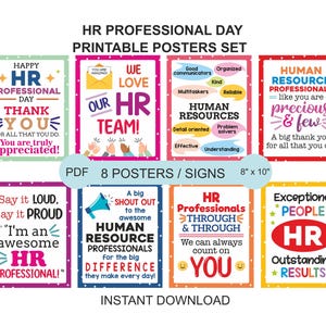 HR Day Appreciation Posters Set of 8 Printable / Human Resource ...