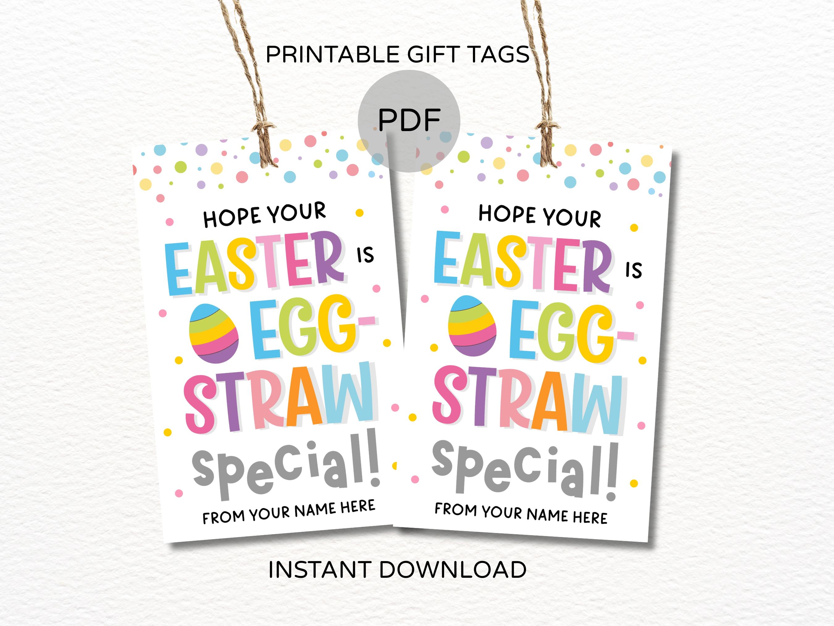 Easter Straw Tag Printable / Easter Crazy Straw Gift Tag / Easter Egg ...