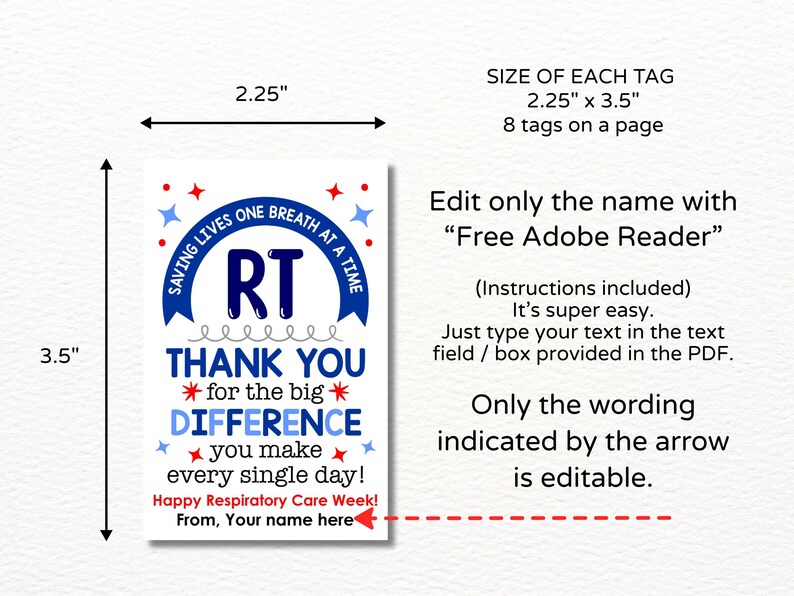 Respiratory Care Week Tags Printable / Respiratory Care Week Gift Tags ...