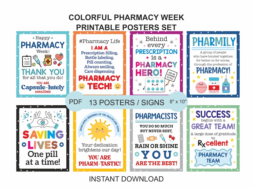 Pharmacy Week Signs Set of 13 Printable / Pharmacy Week Posters ...
