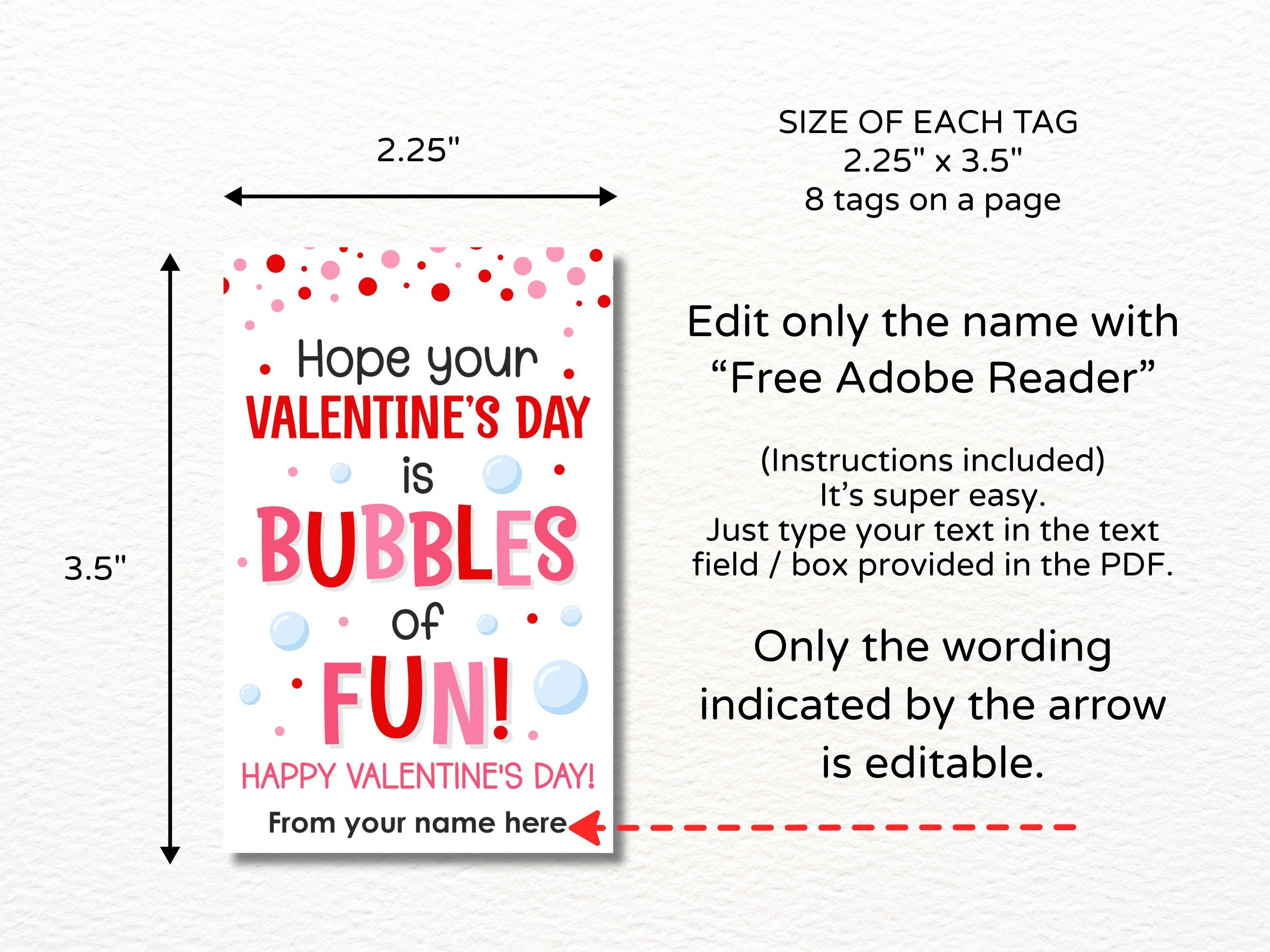 Valentine Bubble Tags Printable / Bubbles Gift Tags / Bubbles of Fun ...
