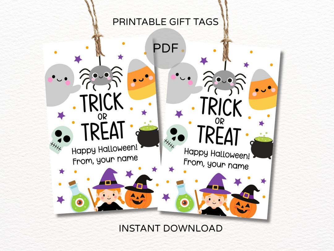 Trick or Treat Tags Printable / Trick or Treat Favor Tag / Trick or ...