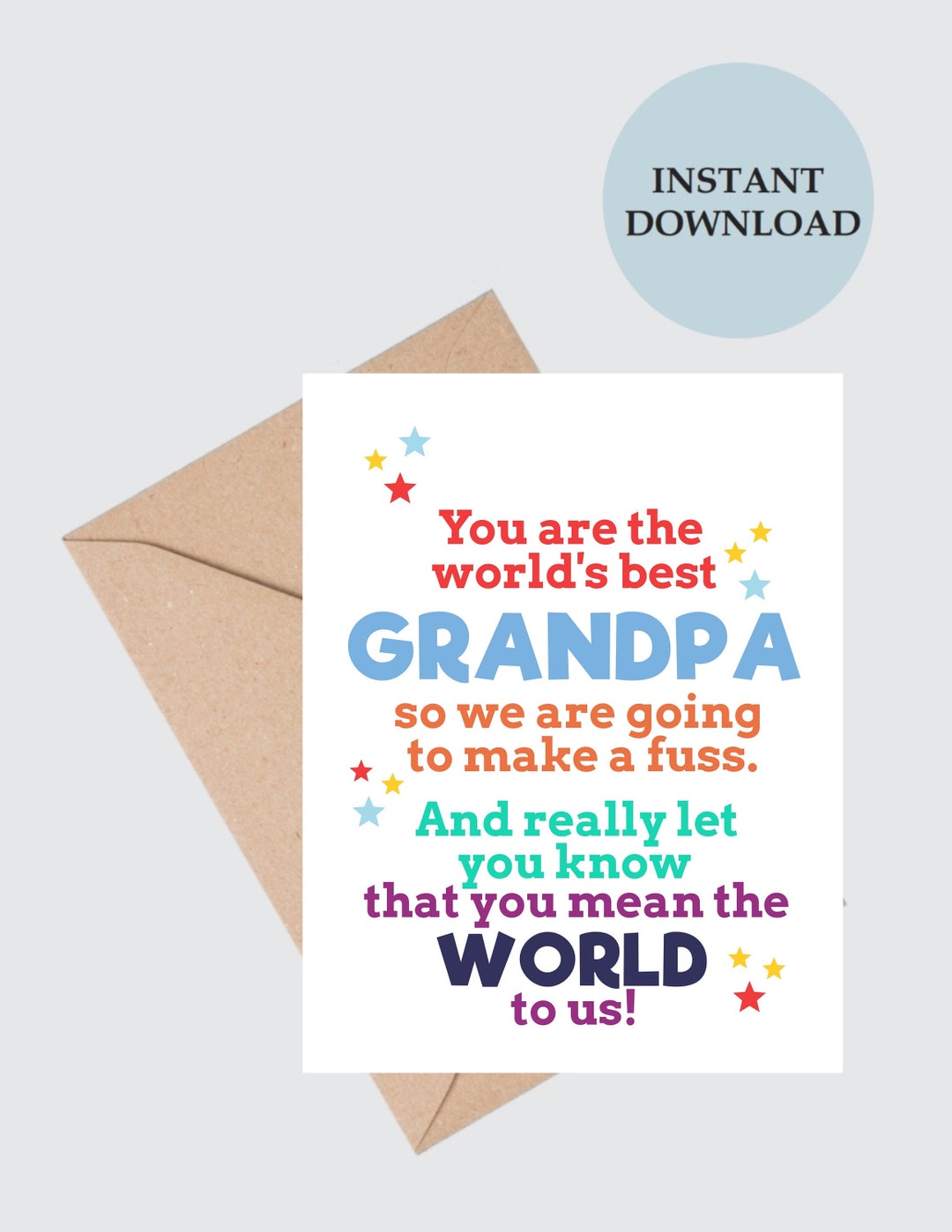 Printable Father's Day Card Grandpa /world's Best Grandpa Card ...