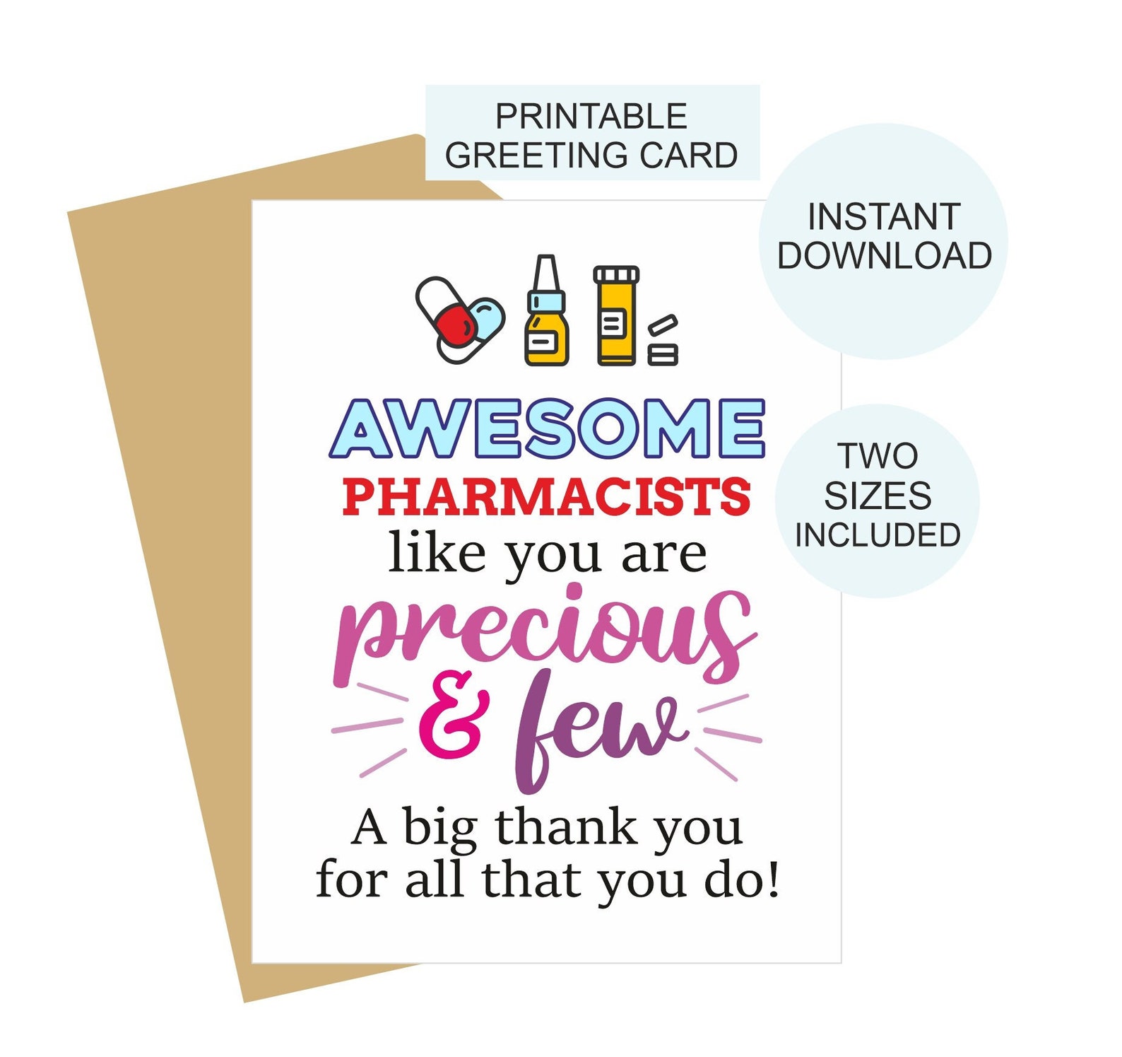 Pharmacist Thank You Card Printable / Pharmacist Card / Pharmacist ...