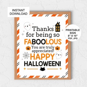 Halloween Appreciation Sign Printable / Halloween Thank You Sign ...