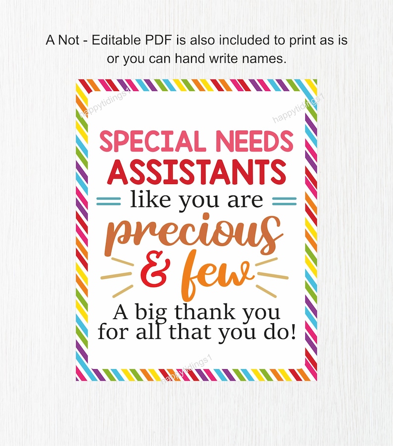 Editable SNA Sign / SNA Appreciation Thank You / SNA Gift / Special ...