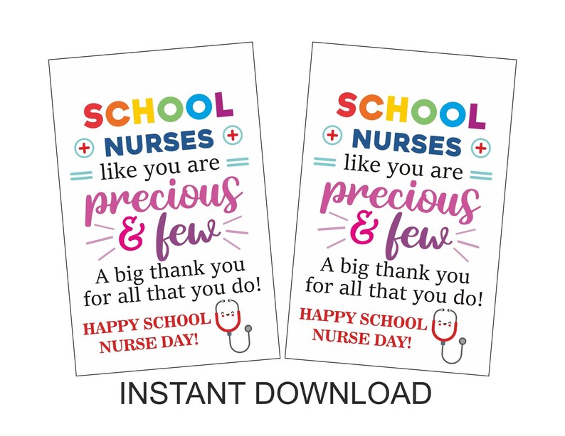 School Nurse Gift Tags Printable / School Nurse Day Tags / - Etsy