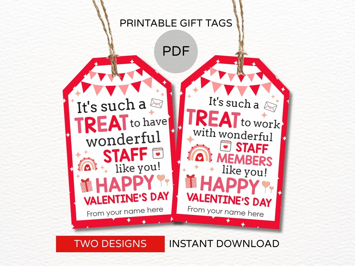 Valentine Staff Gift Tags Printable / Valentine Staff Appreciation Tag ...
