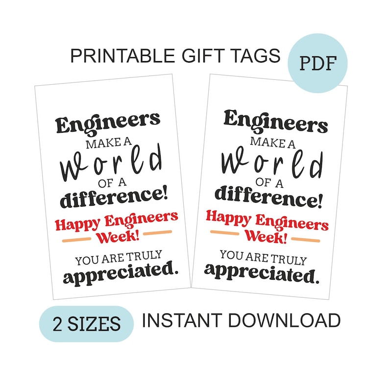 Printable Engineers Week Gift Tags Printable / Engineer Week Gifts ...