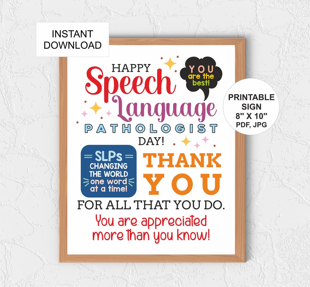 SLP Day Sign Printable / Speech Language Pathologist Day Poster / SLP ...