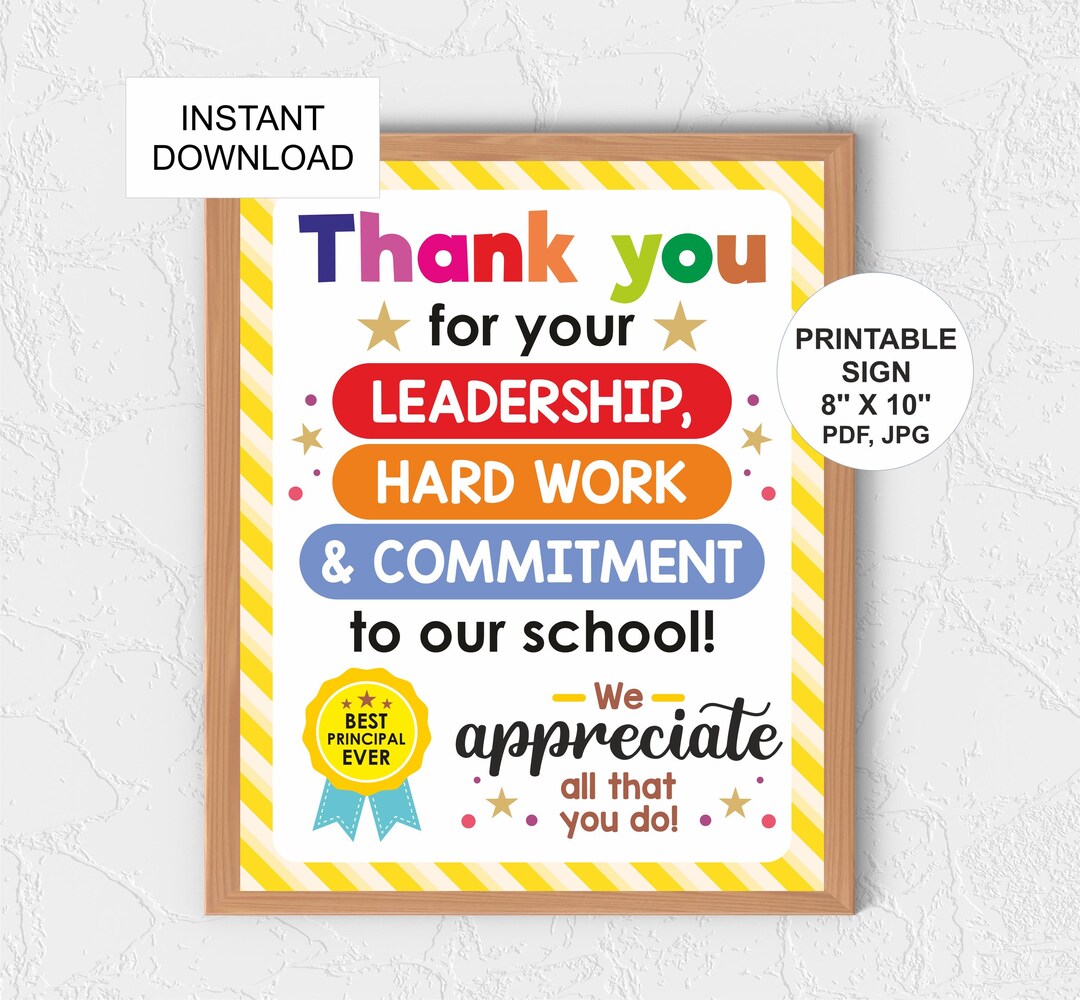 School Principal Appreciation Sign Printable / Principal Thank You Sign ...