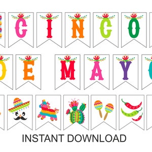 Cinco De Mayo Bunting Printable / Cinco De Mayo Banner Printable ...