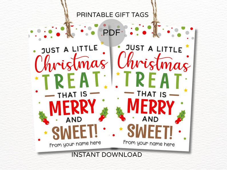 Christmas Treat Tags Printable / Christmas Treat for Someone Sweet Tag ...