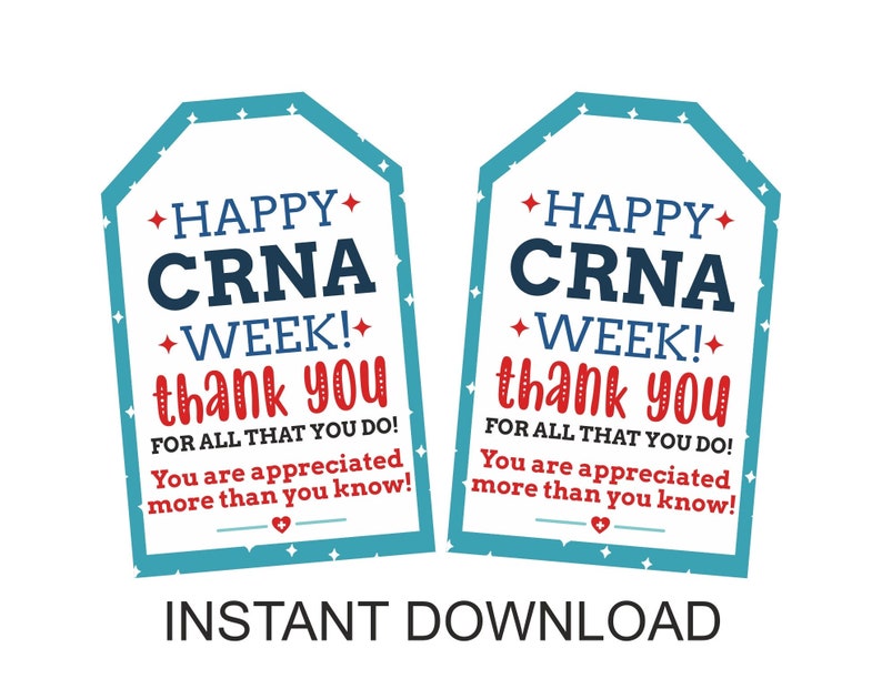 CRNA Week Gift Tags Printable / Certified Registered Nurse - Etsy