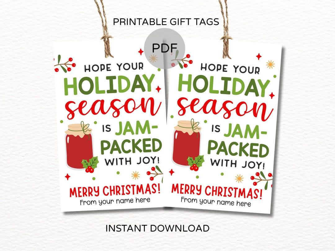 Christmas Jam Tags Printable / Christmas Jam Packed Tag / Holiday Jam ...