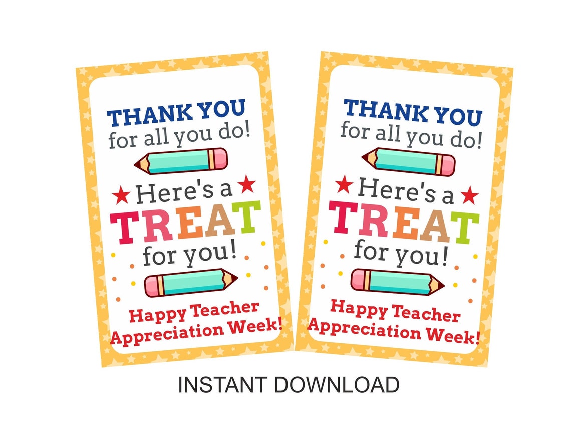 Teacher Appreciation Week Treat Tags Printable / Teacher - Etsy
