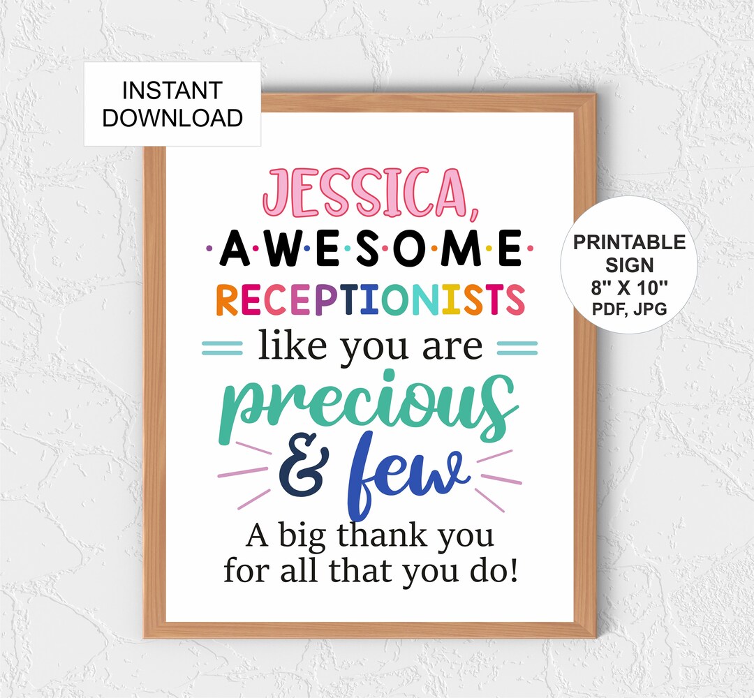 Personalised Receptionist Sign Printable / Receptionist Thank You Sign ...