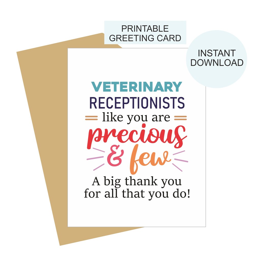 Vet Receptionist Card Printable / Veterinary Receptionist Card / Vet ...