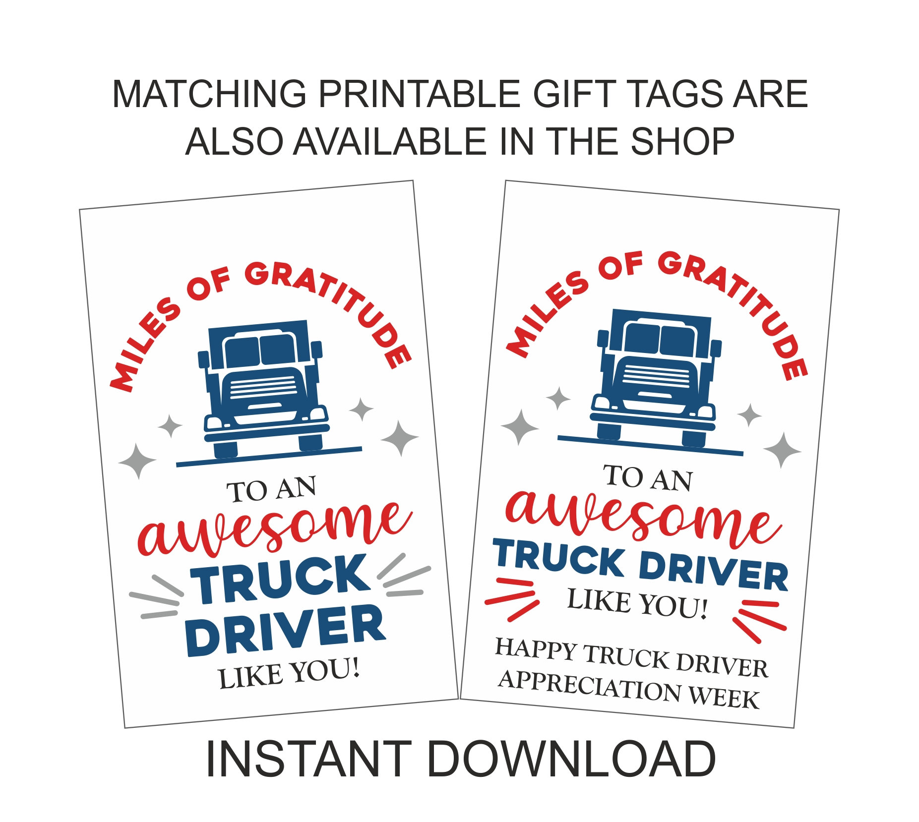 Truck Driver Appreciation Week Banner Printable / Truck Driver Gifts ...