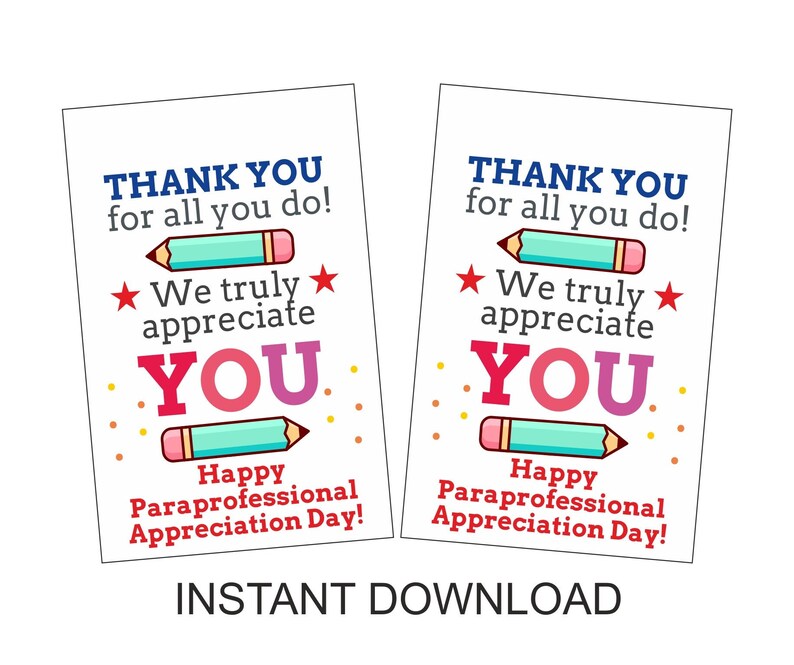 Paraprofessional Gift Tag Printable / Paraprofessional Appreciation ...