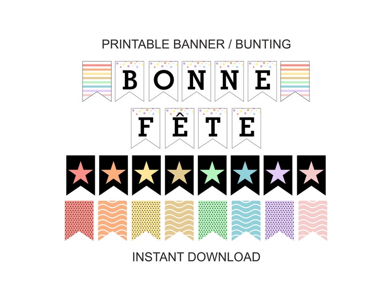 Bonne Fete Banner Printable / Bonne Fete Bunting / French Birthday ...