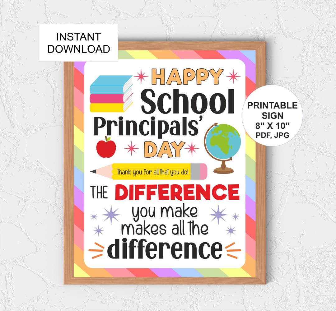 School Principal Day Poster Printable / School Principals Day Sign ...