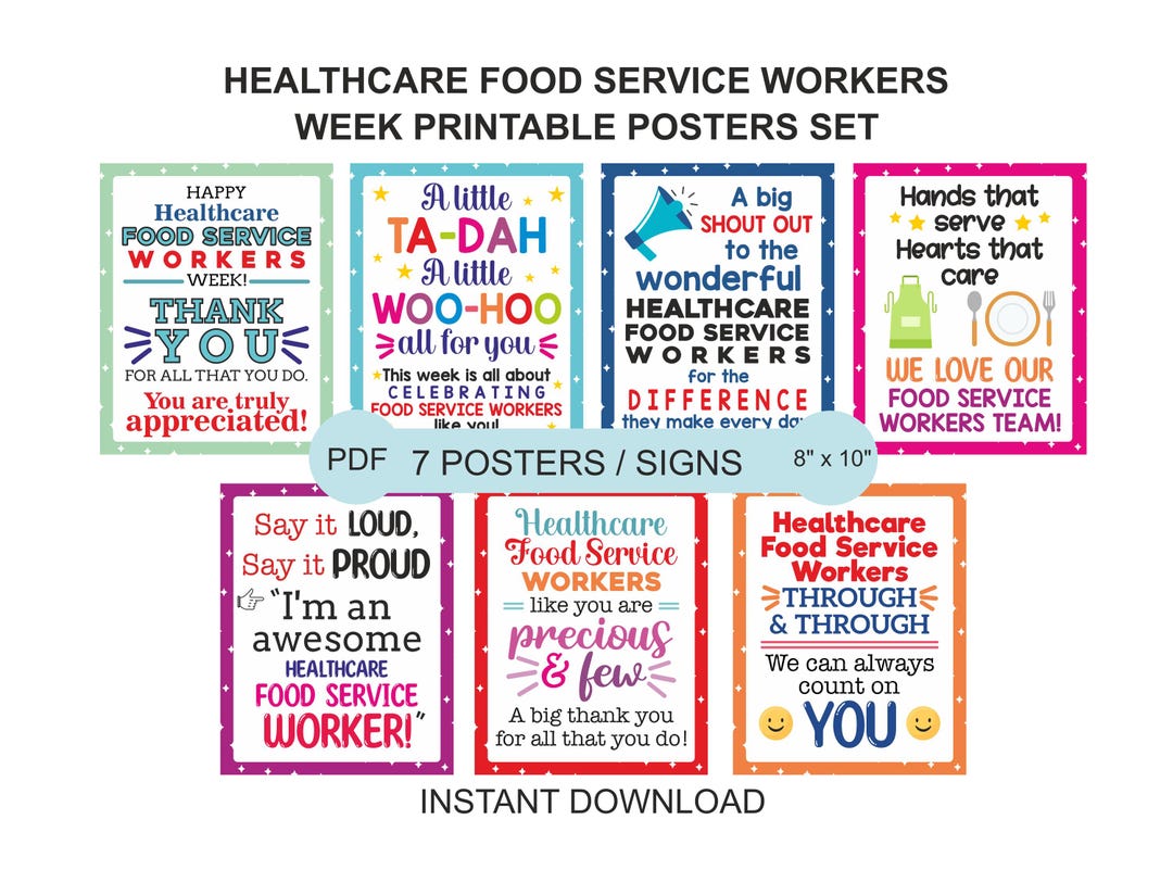 Healthcare Food Service Workers Week Posters Set Printable / Food ...