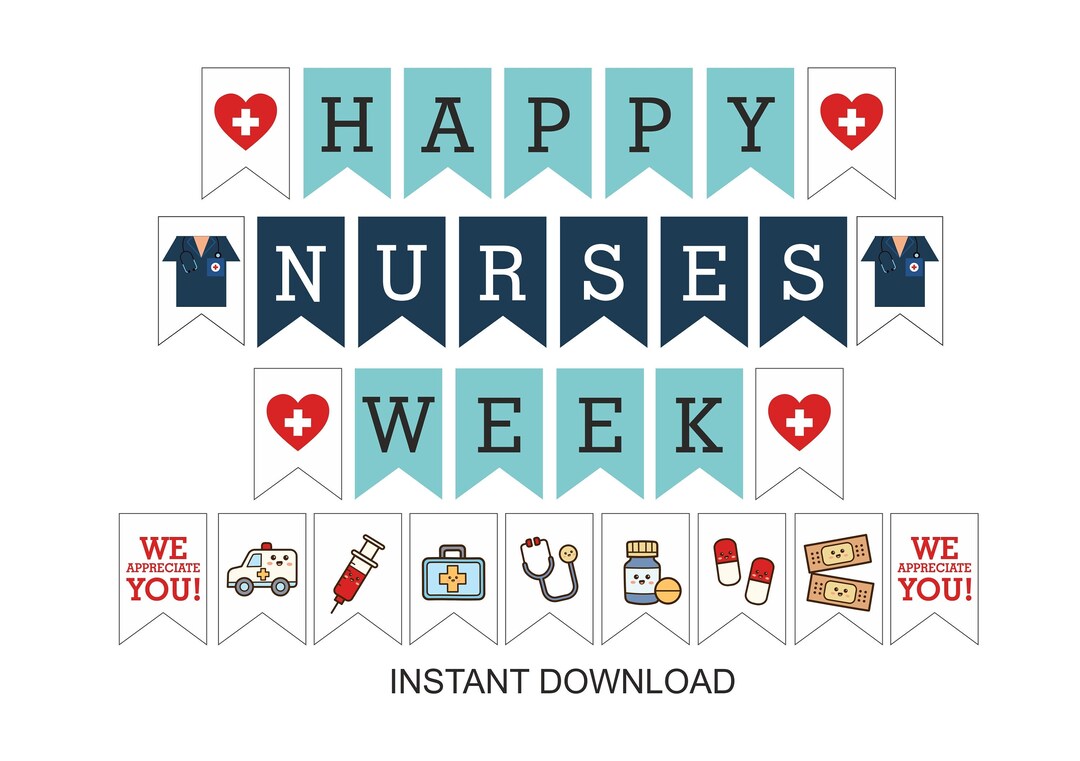 Nurses Week Banner Printable / Nurse Banner Printable / PDF - in Two ...