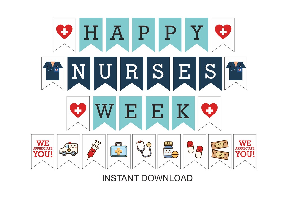 Nurses Week Banner Printable / Nurse Banner Printable / PDF - in Two ...