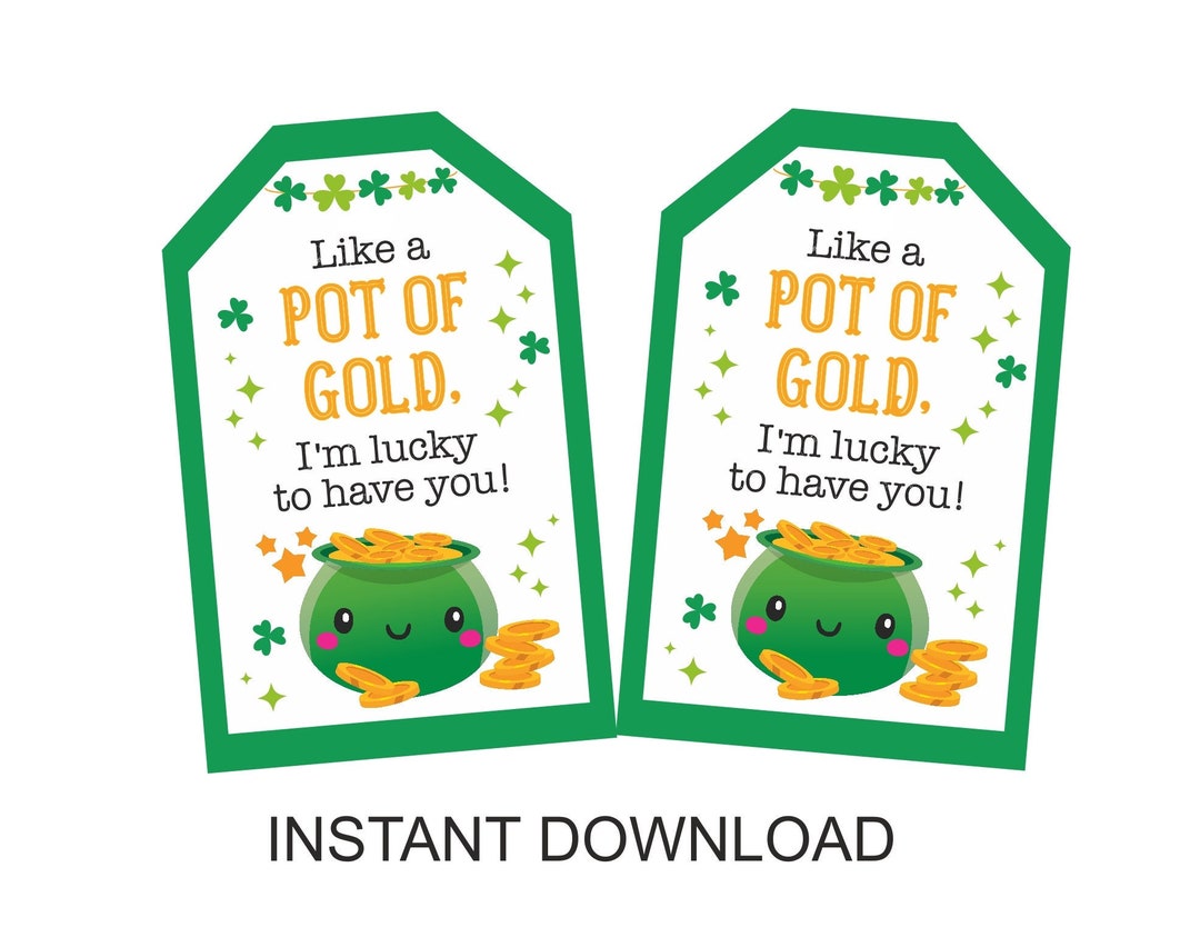 St. Patrick's Day Gift Tag Printable / St. Patrick's Day Tags / Pot of ...