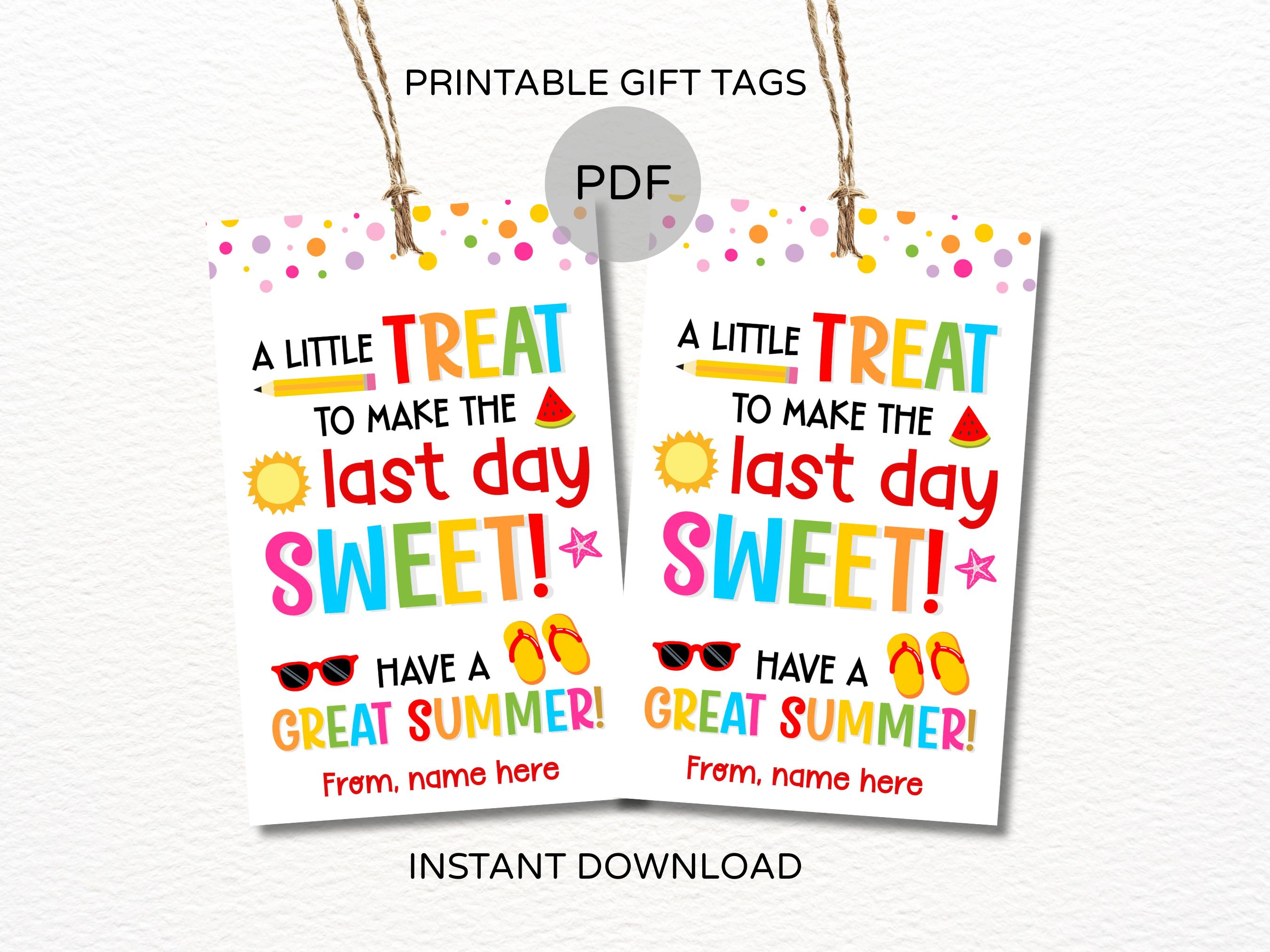 Last Day of School Treat Tags Printable / Summer Treat Tags / Summer ...