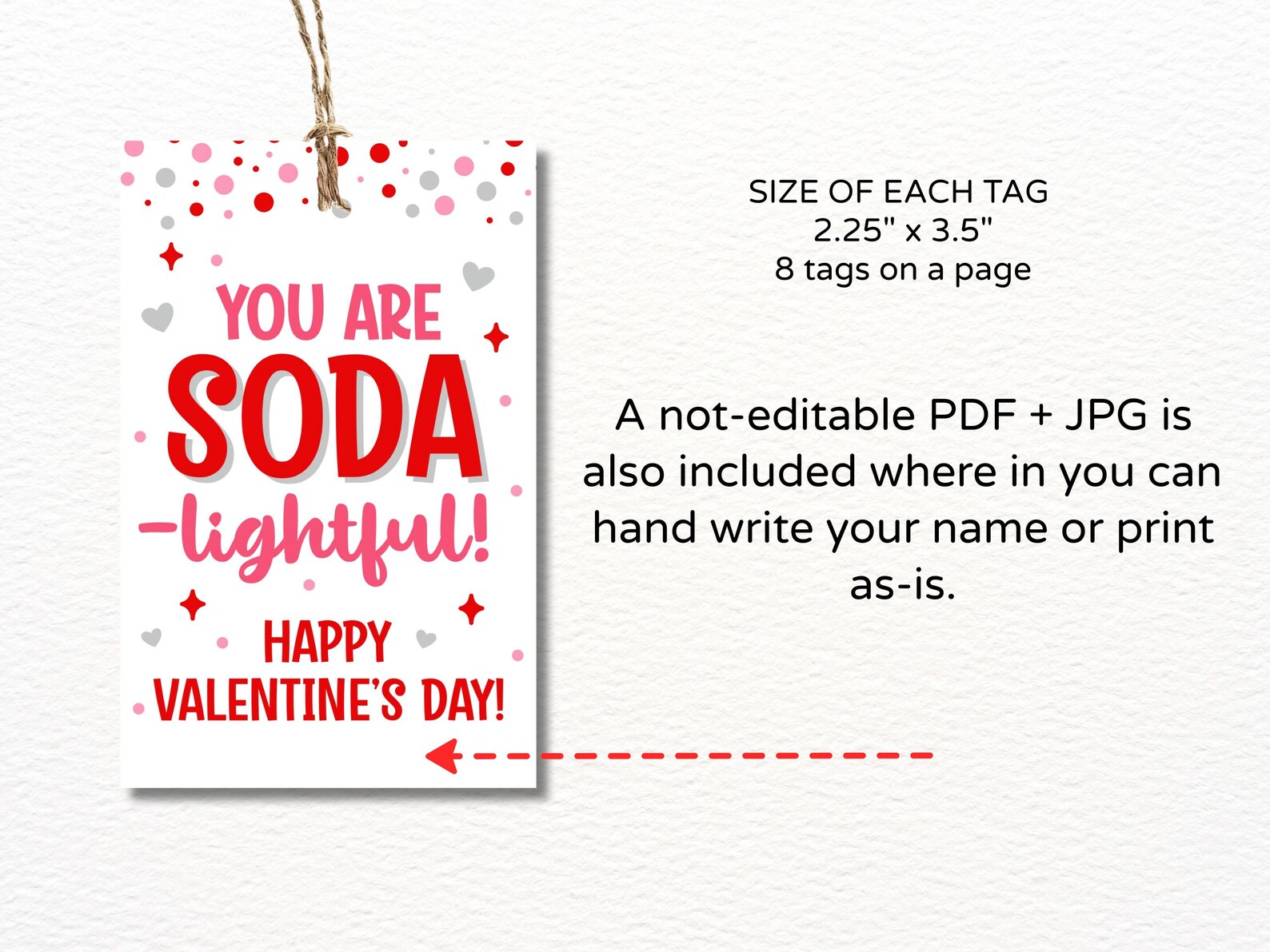 Valentine Soda Tag Printable / Valentine Soda Pop Tag / Soda Lightful ...