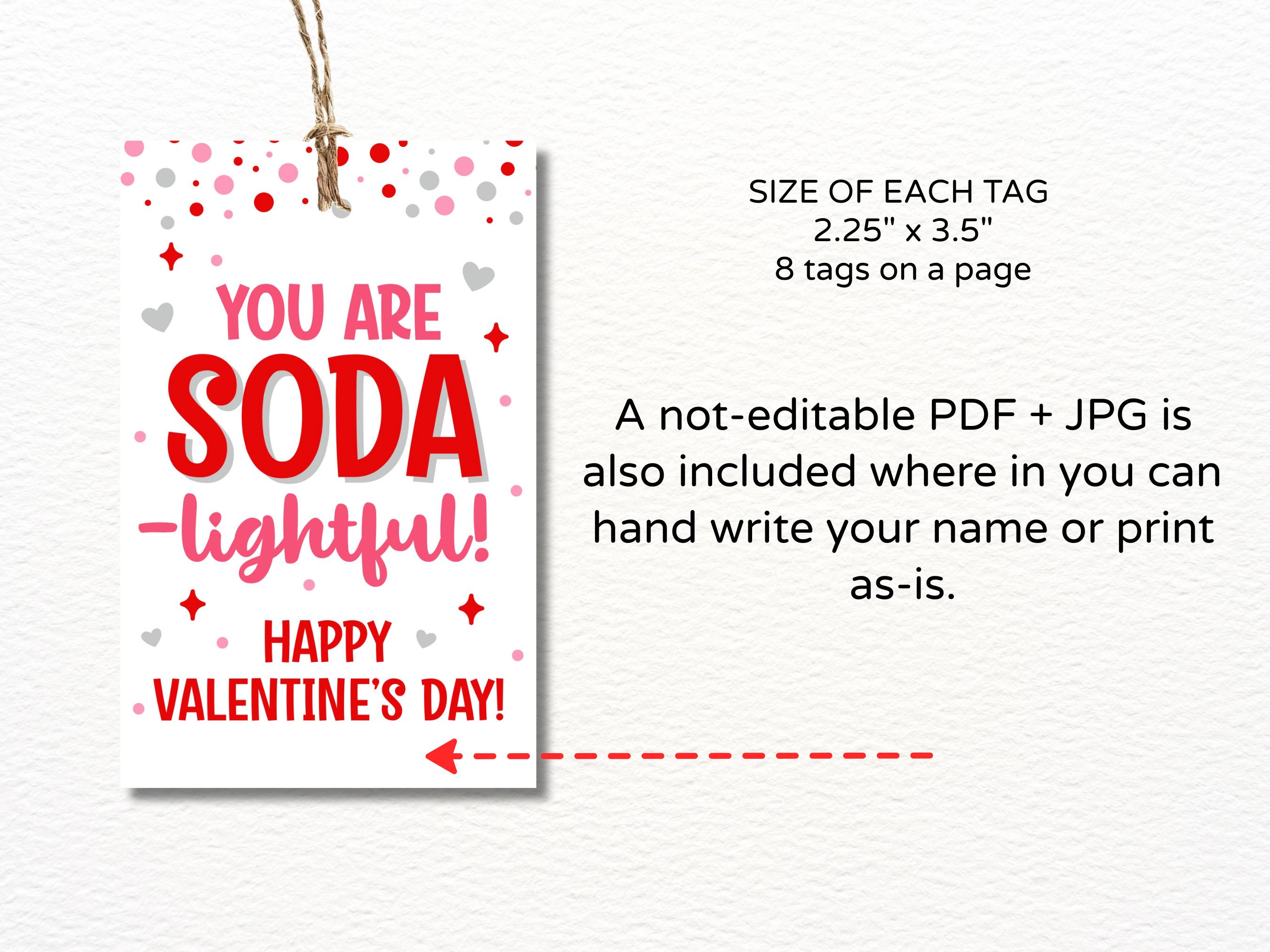 Valentine Soda Tag Printable / Valentine Soda Pop Tag / Soda Lightful ...