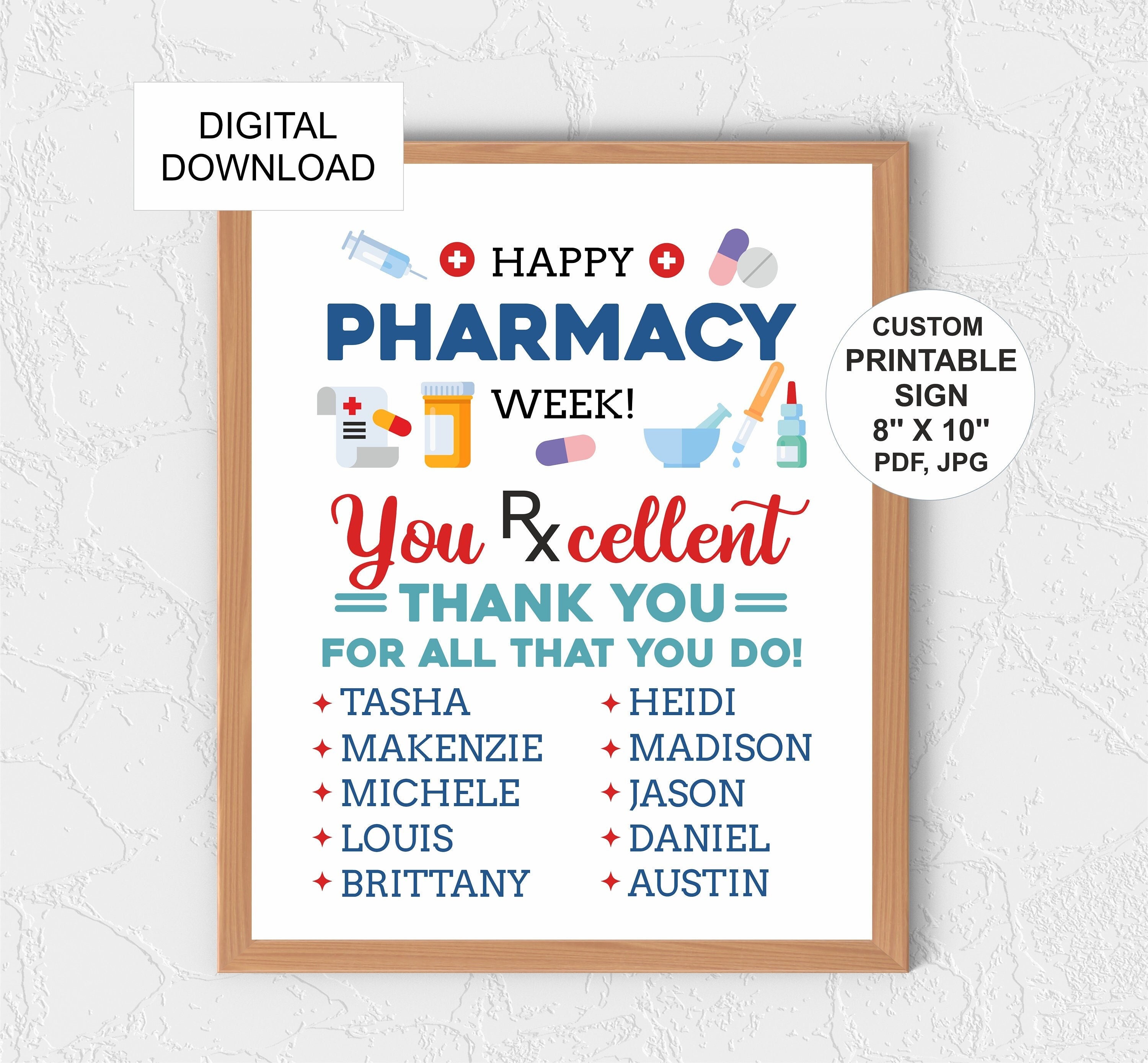 Personalised Pharmacy Week Appreciation Sign Printable / Pharmacy Week ...