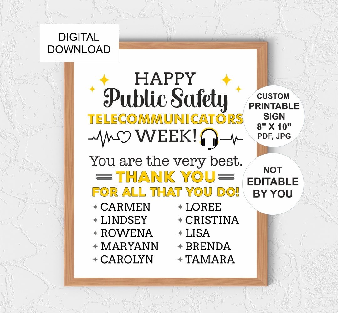 Personalised Telecommunicator Week Sign Printable / Personalised Public ...