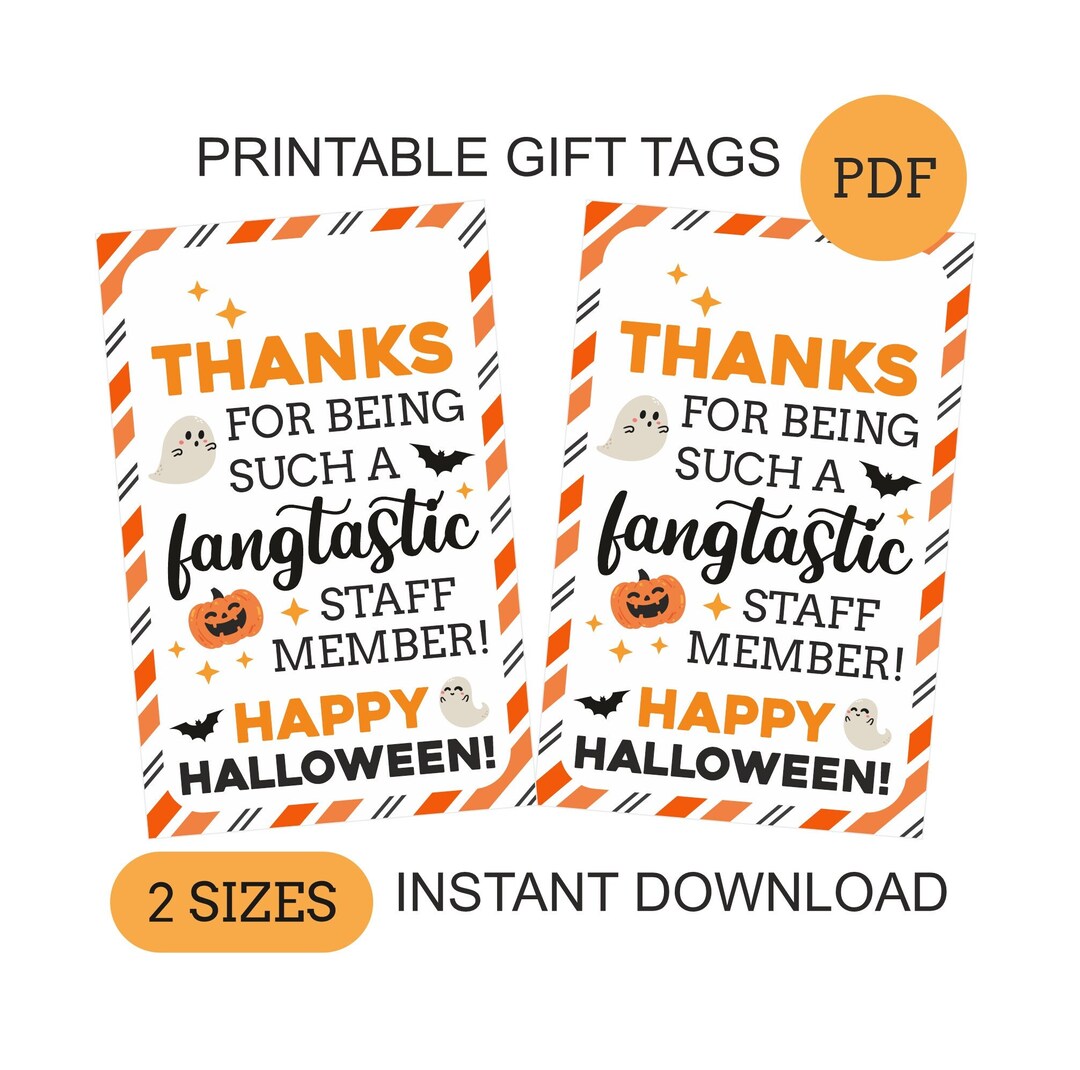 Halloween Staff Appreciation Gift Tag Printable / Halloween Staff Party ...