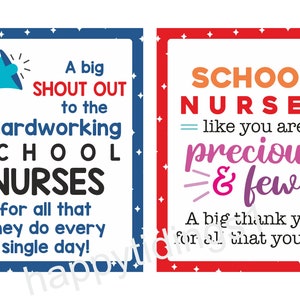 School Nurse Day Signs Set of 6 Printable / School Nurse Appreciation ...