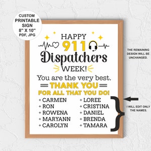 Personalised 911 Dispatchers Week Sign Printable / Personalised ...