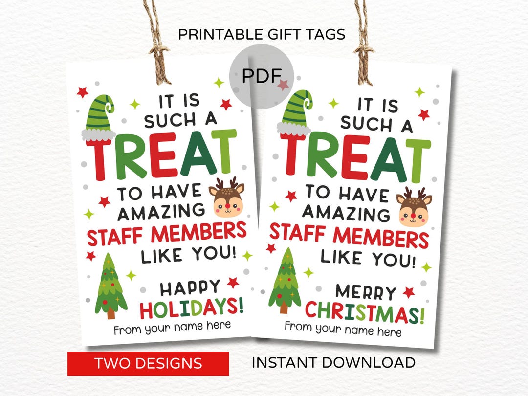 Christmas Staff Member Tags Printable / Holiday Staff Member Gift Tag ...