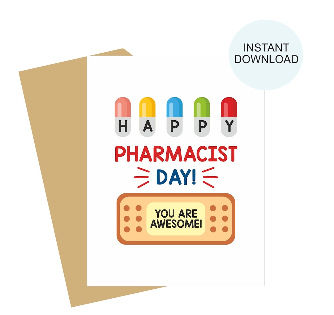 Pharmacist Card Printable / Pharmacist Gift / Happy Pharmacist Day Card ...