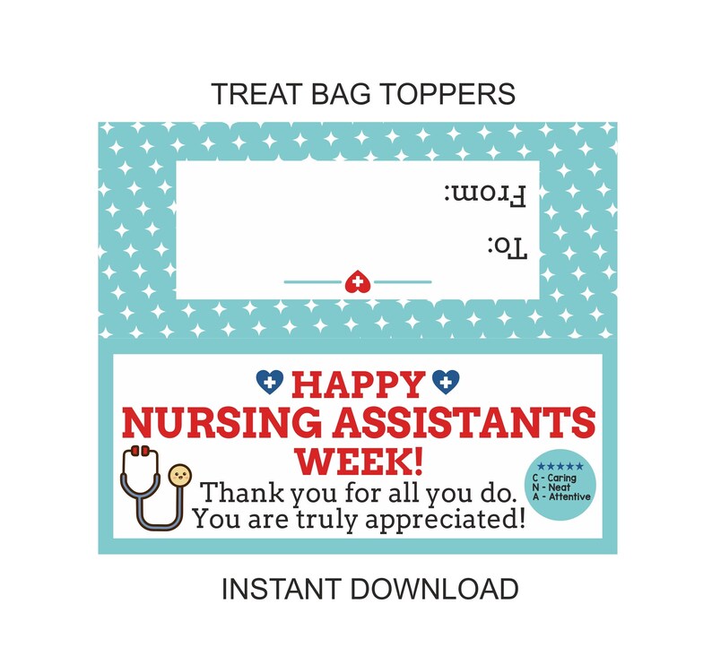 CNA Week Bag Toppers Printable / Nursing Assistants Week Treat - Etsy