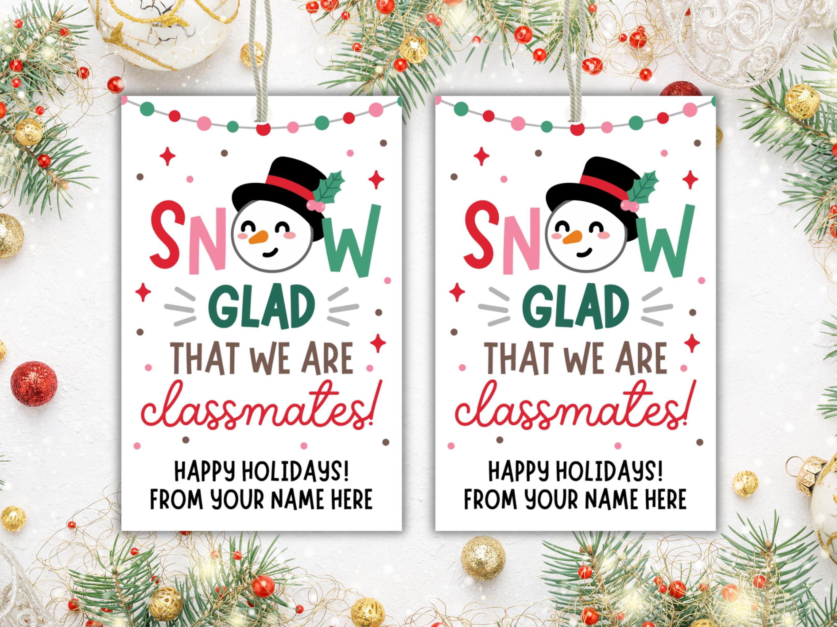 Christmas Classmate Tag / Christmas Classroom Gift Tag / Snow Glad We ...