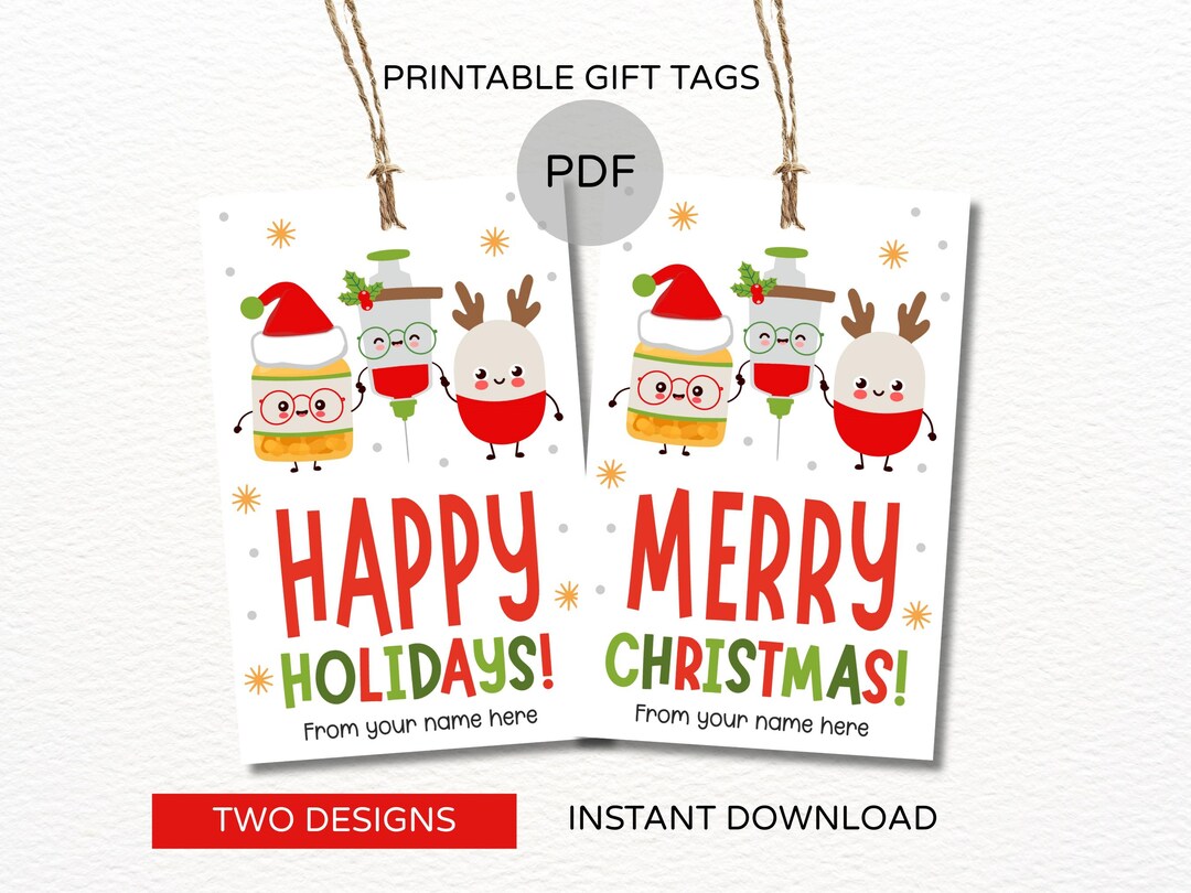 Medical Christmas Tags Printable / Medical Holiday Gift Tags / Holiday ...
