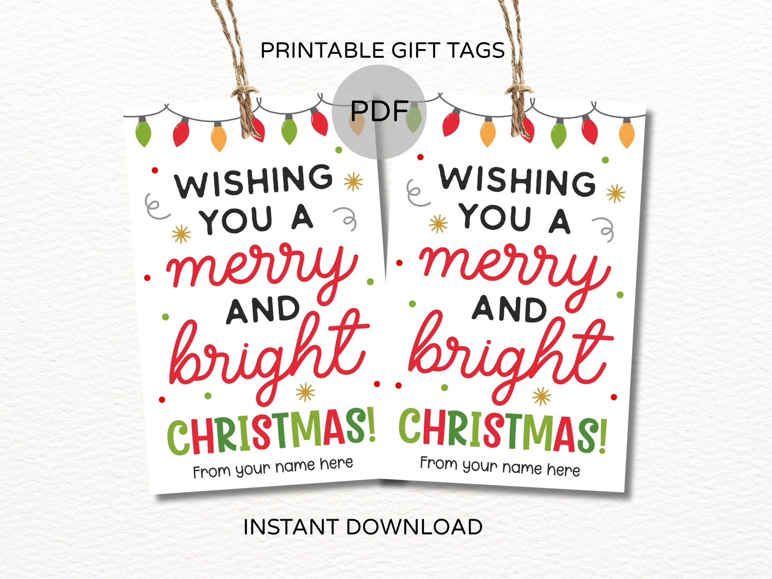Wishing You a Merry and Bright Christmas Gift Tags Printable / Merry ...